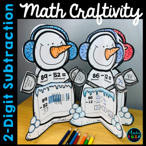 Winter Math 2 Digit Subtraction Craft | Snowman with and without ...