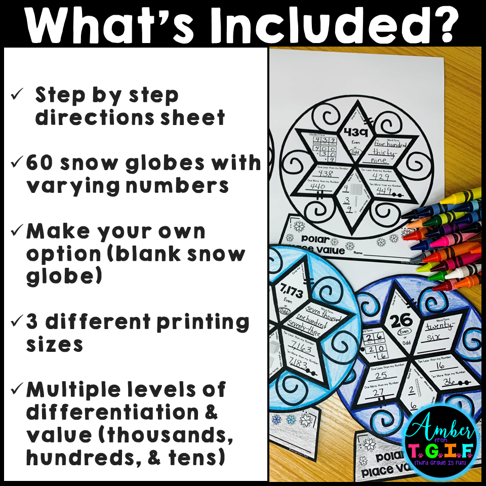Winter Math Craft | Place Value to 1000 | January Snowflake Craftivity ...