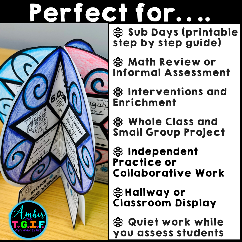 Winter Math Craft | Place Value to 1000 | January Snowflake Craftivity ...