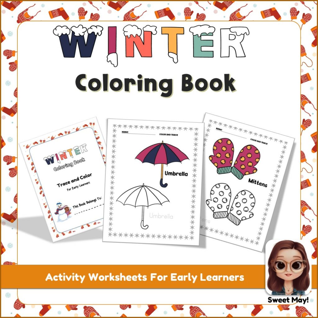 First Day Back From Winter Kids coloring Book, Winter gear & tracing ...