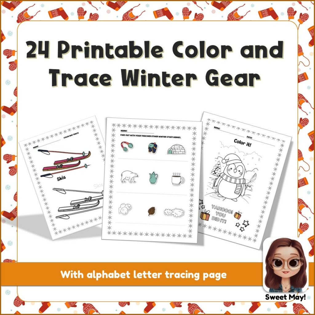 First Day Back From Winter Kids coloring Book, Winter gear & tracing ...