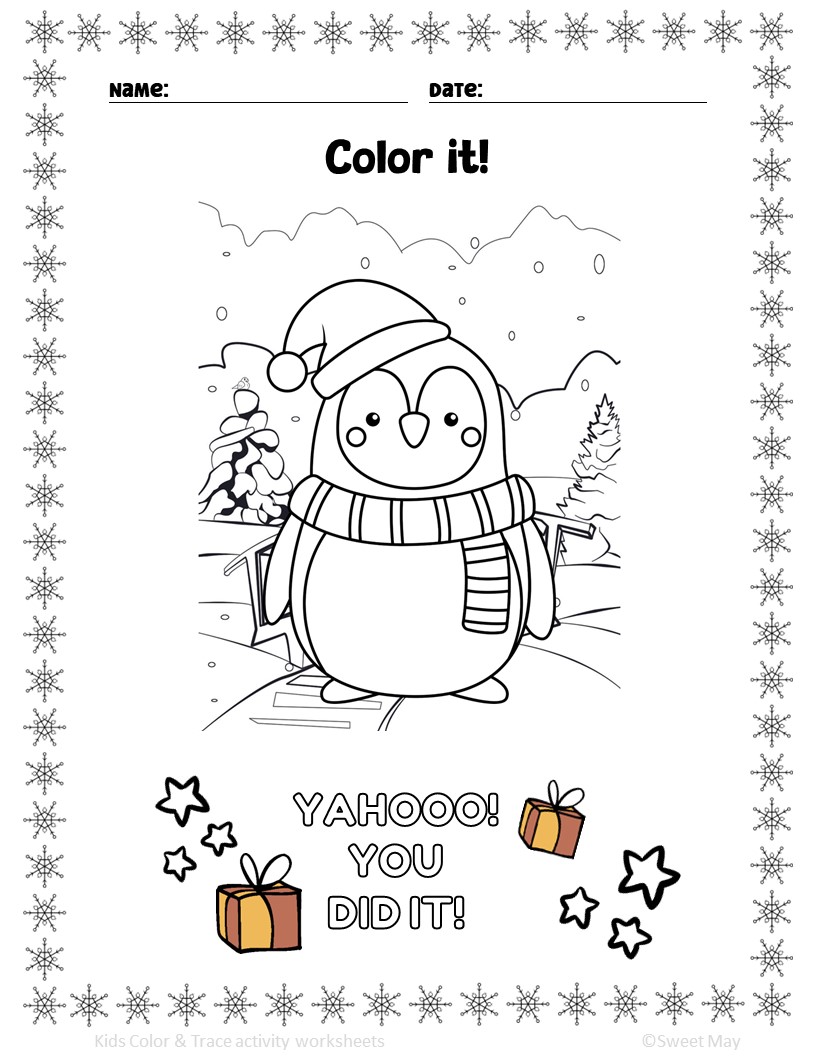 First Day Back From Winter Kids coloring Book, Winter gear & tracing ...