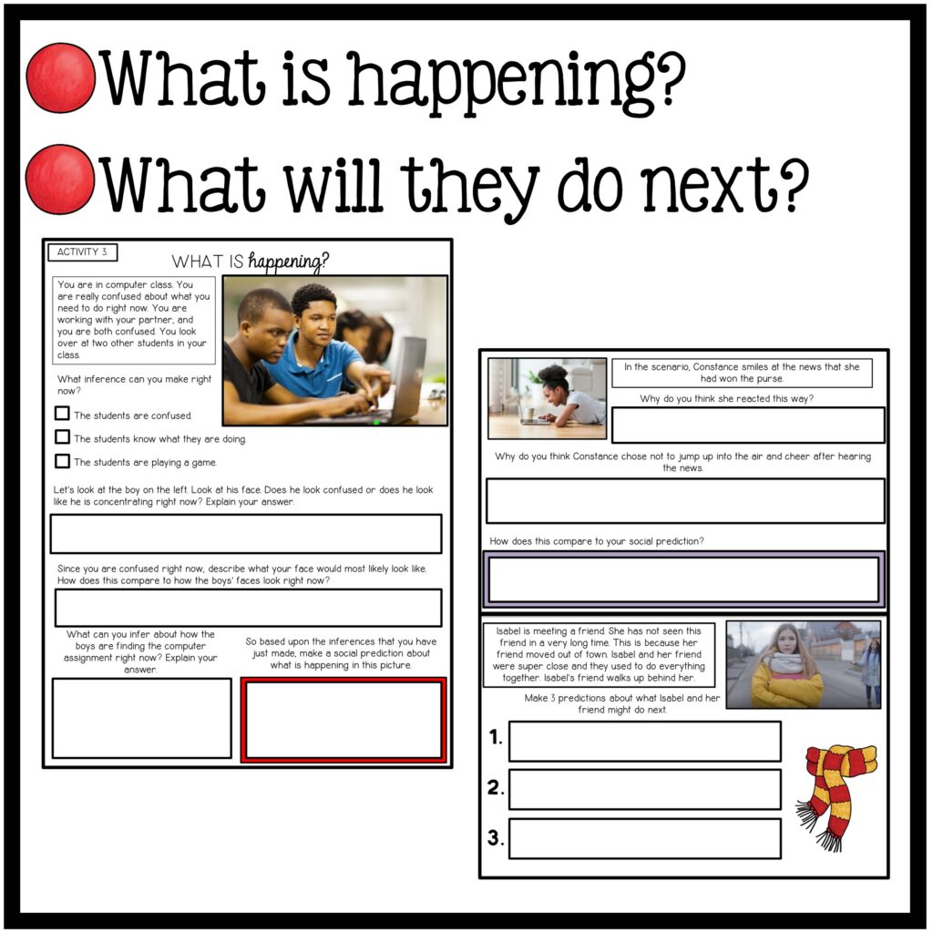 Make a social prediction inference skills teens SEL social skills ...