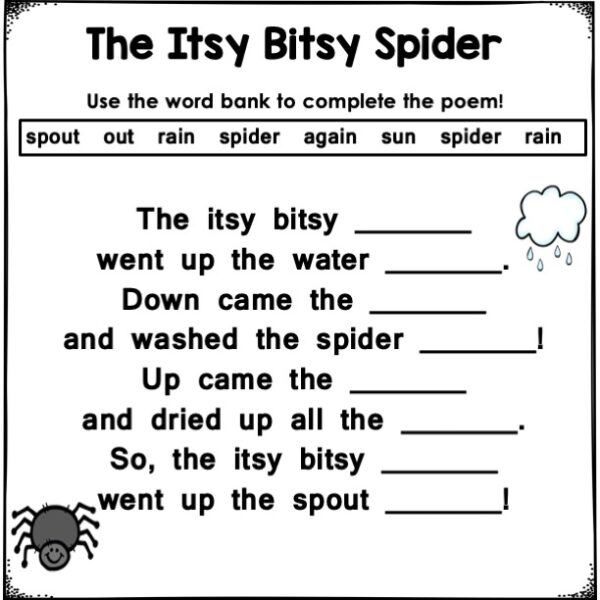 Pocket Chart Poem Itsy Bitsy Spider Nursery Rhyme | Made By Teachers