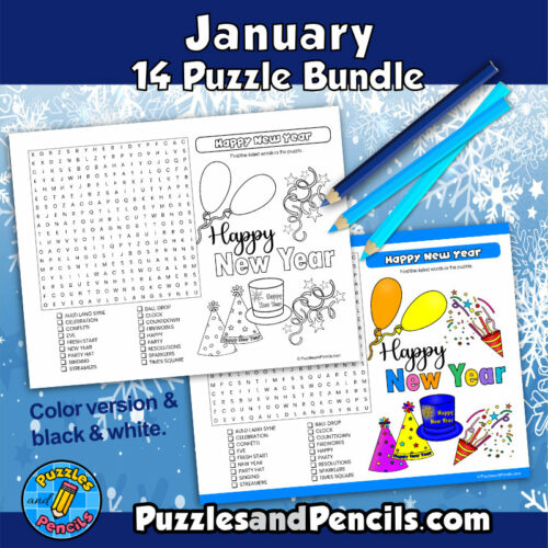 January Word Search Puzzle Activity BUNDLE | 14 Wordsearch Puzzles ...
