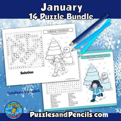 January Word Search Puzzle Activity BUNDLE | 14 Wordsearch Puzzles ...