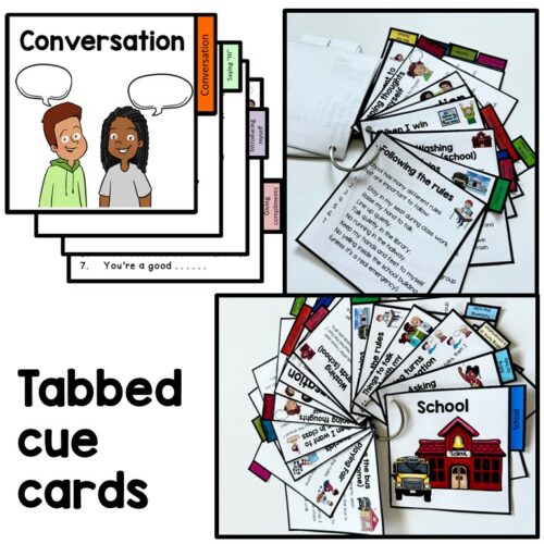 Portable social skills cue cards for conversation self regulation and ...