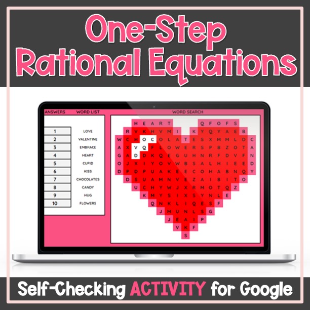 One-Step Rational Equations - Valentine's Self-Checking Digital ...