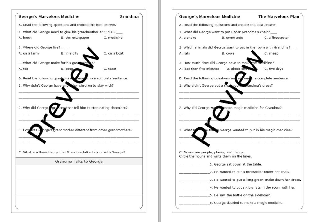 Roald Dahl "George's Marvelous Medicine" worksheets | Made By Teachers