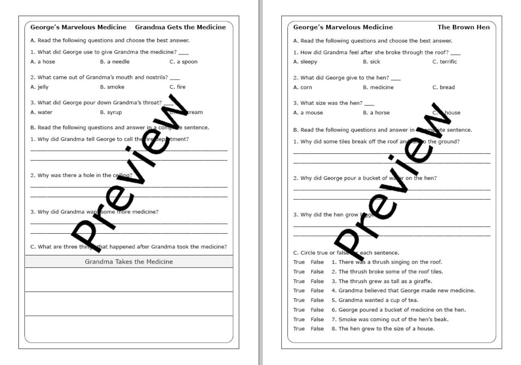 Roald Dahl "George's Marvelous Medicine" worksheets | Made By Teachers