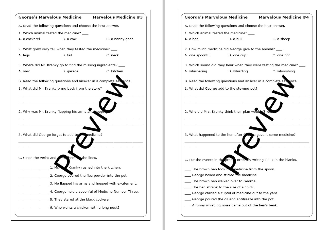 Roald Dahl "George's Marvelous Medicine" worksheets | Made By Teachers