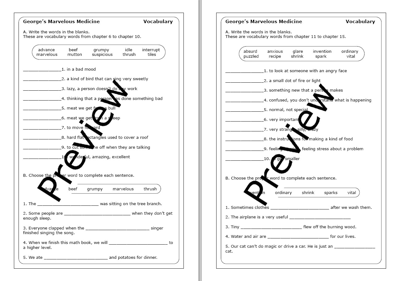 Roald Dahl "George's Marvelous Medicine" worksheets | Made By Teachers