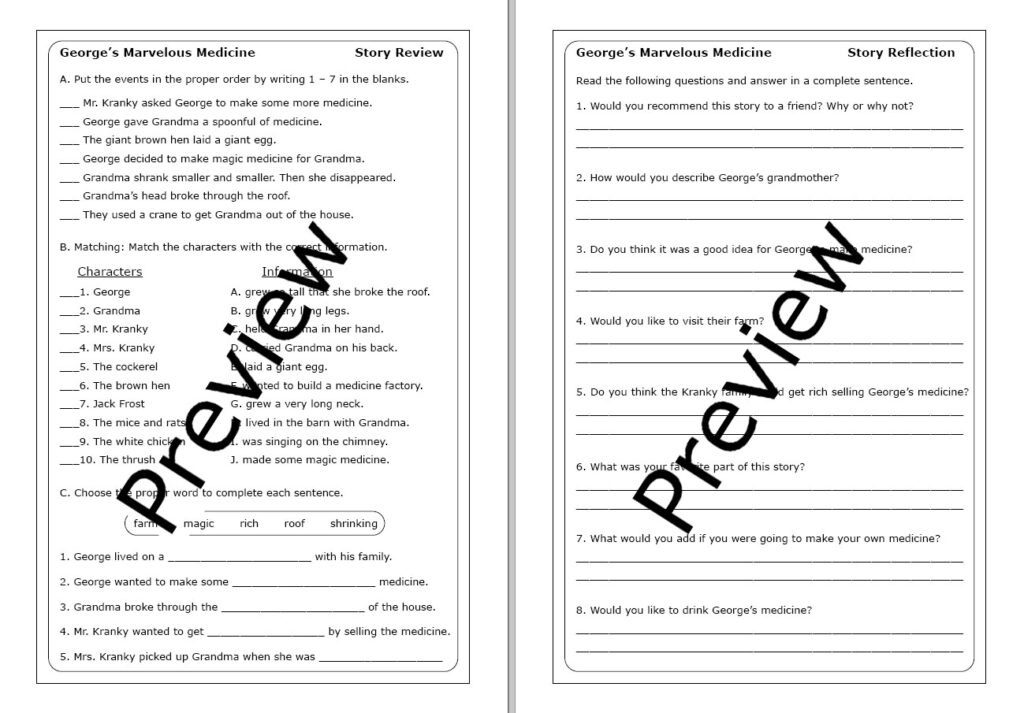 Roald Dahl "George's Marvelous Medicine" worksheets | Made By Teachers