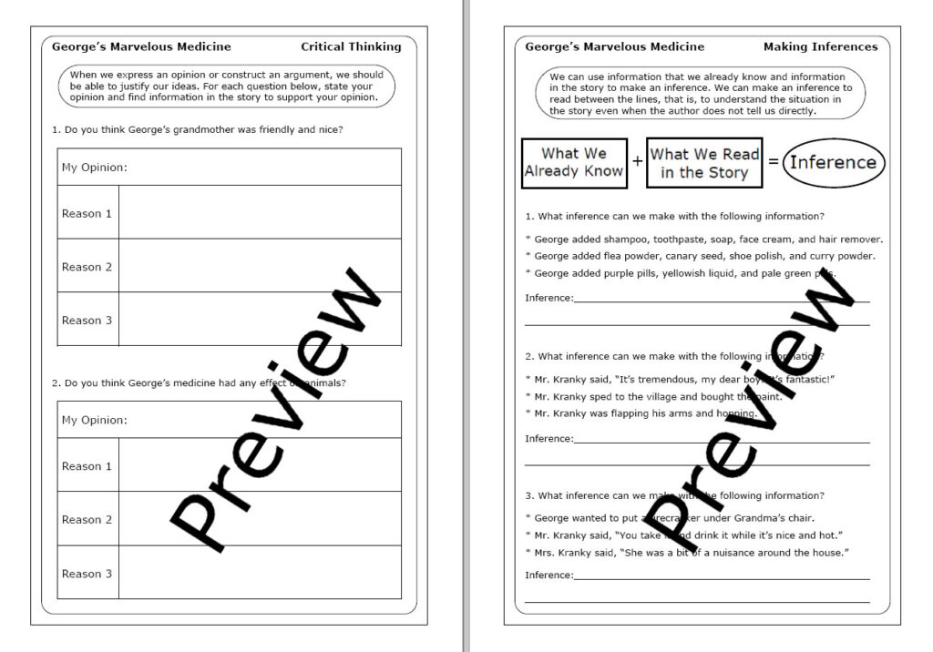 Roald Dahl "George's Marvelous Medicine" worksheets | Made By Teachers
