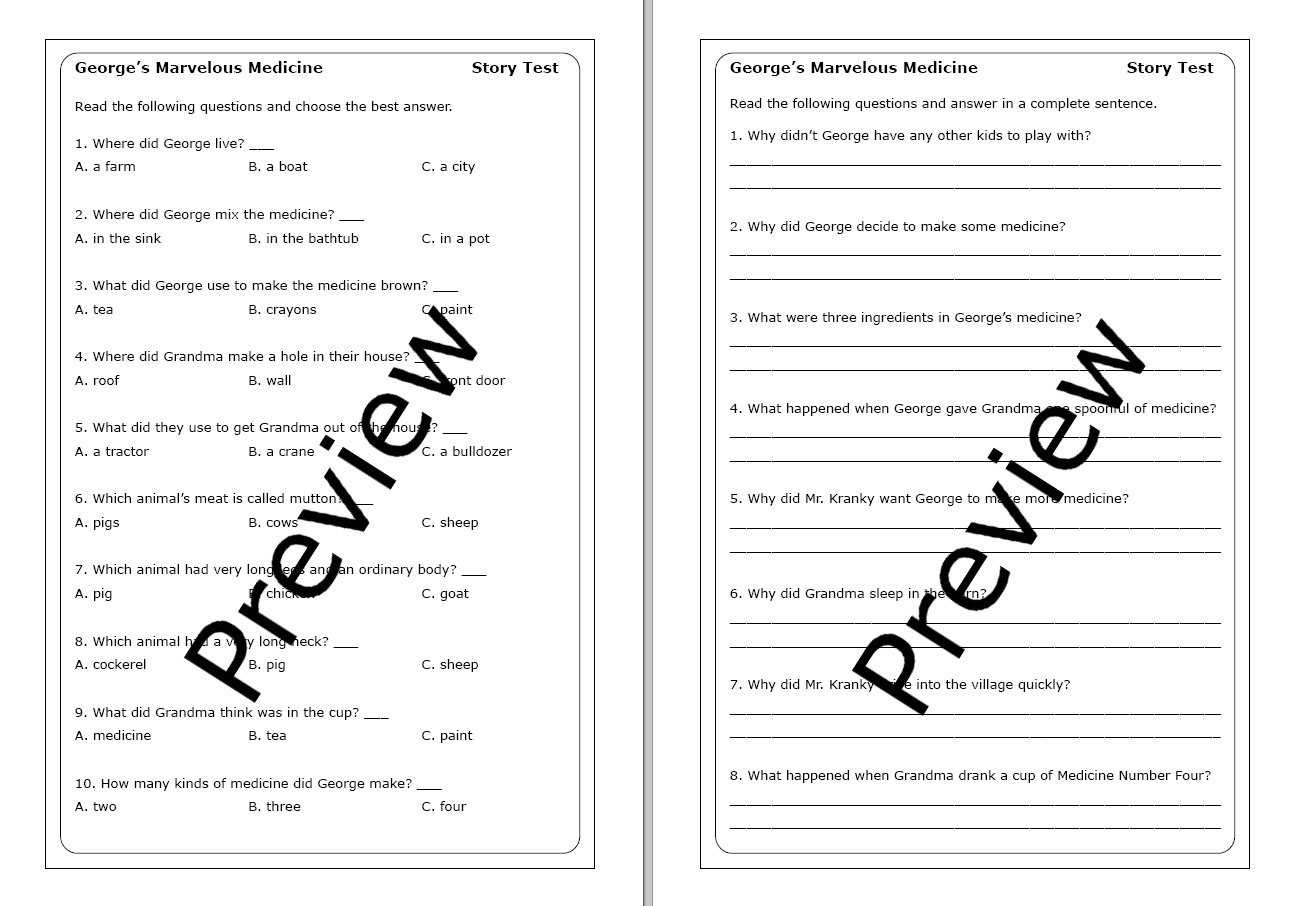 Roald Dahl "George's Marvelous Medicine" worksheets | Made By Teachers
