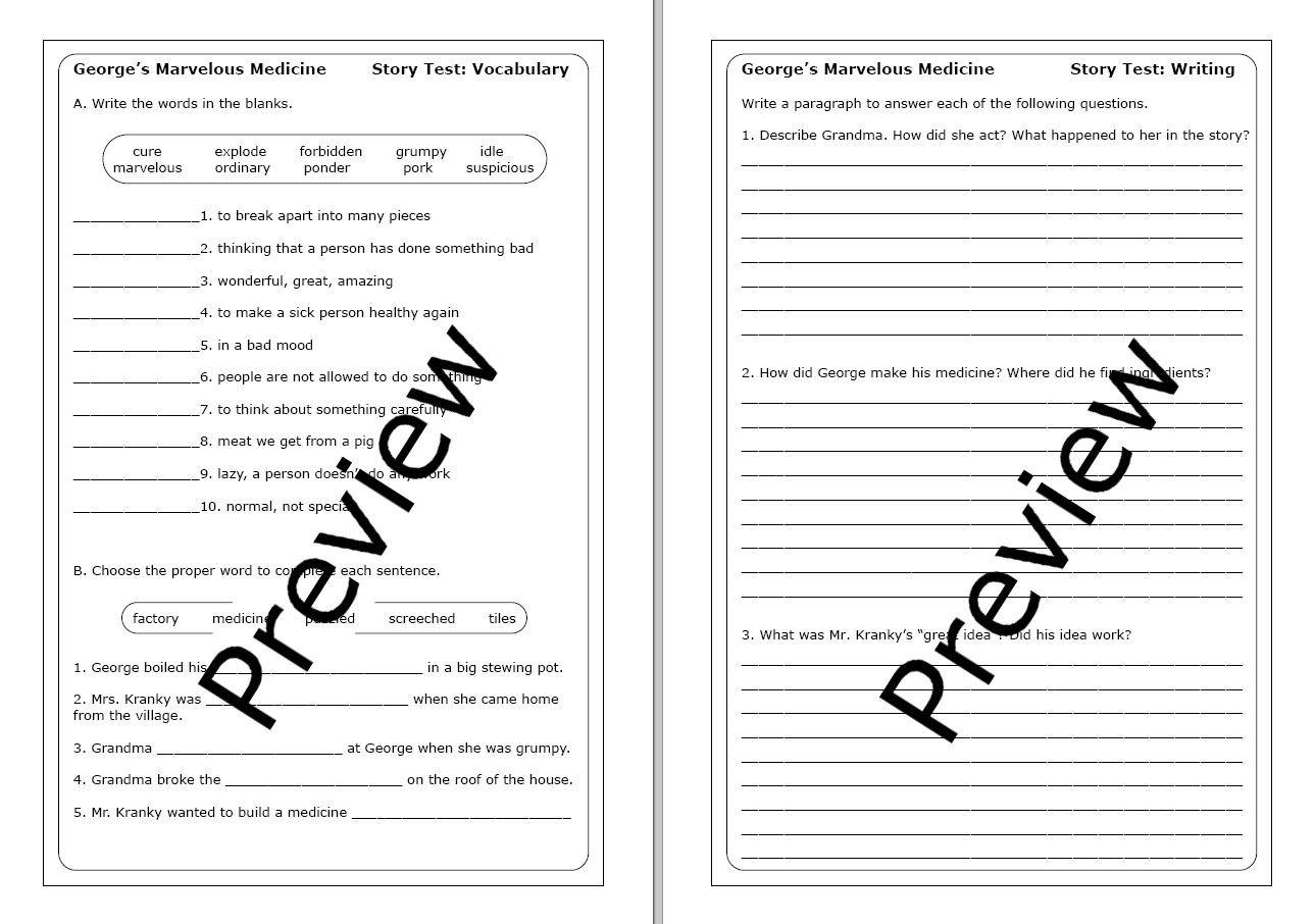 Roald Dahl "George's Marvelous Medicine" worksheets | Made By Teachers