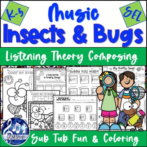 BUGS Insects MUSIC Activities SEL Worksheets Music Theory | Made By ...