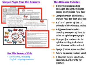 Chinese New Year and Chinese Zodiac Writing and Reading Activities ...
