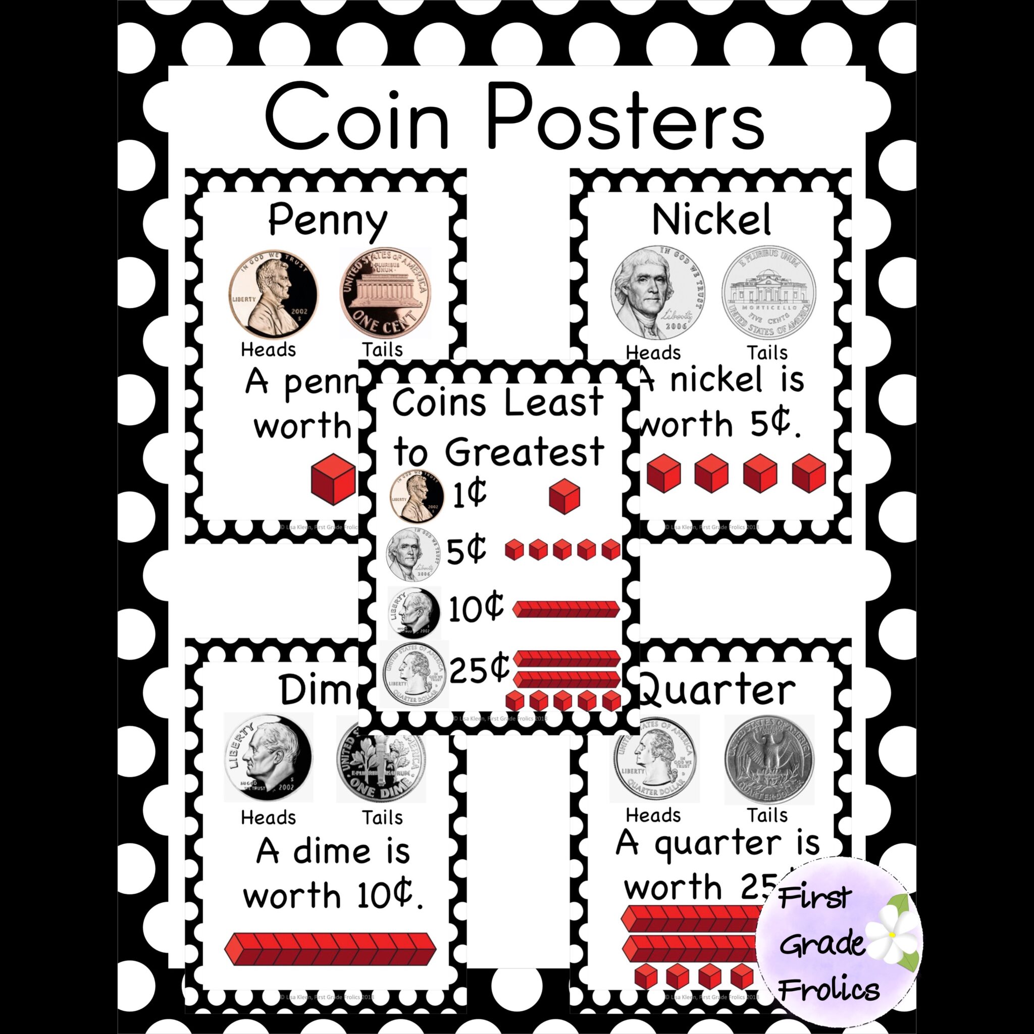 Coin Posters With Base Ten Blocks | Made By Teachers