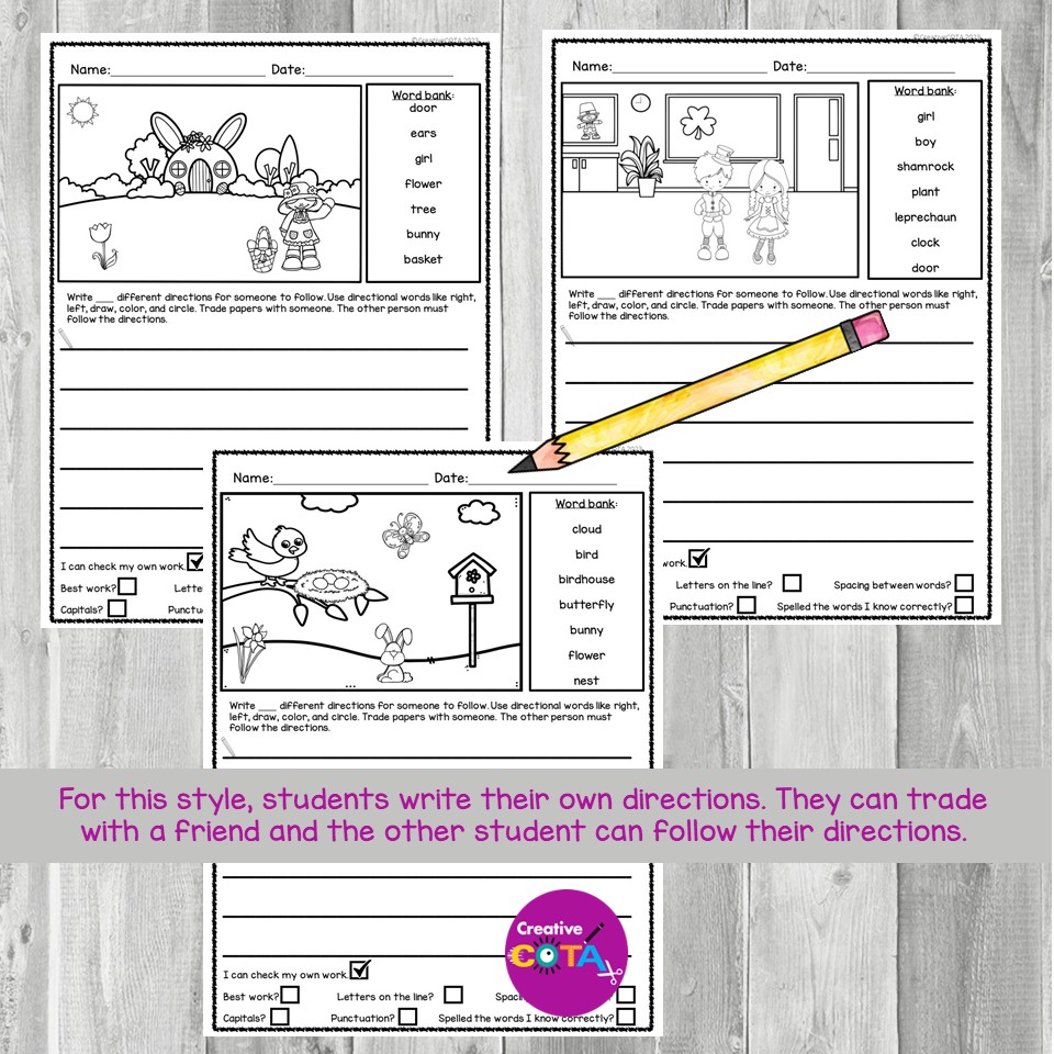 March Following Directions & Listening Comprehension Skills Coloring ...