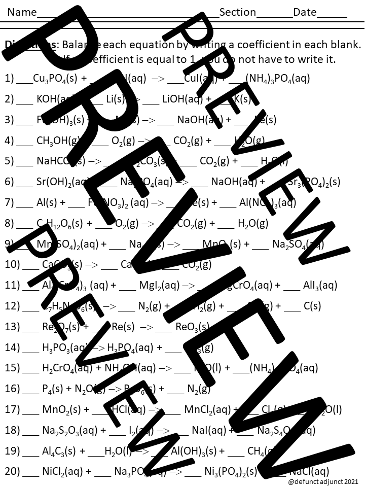 Balancing Chemical Equations A Chemistry Worksheet Made By Teachers Balancing Chemical Equations A Chemistry Worksheet Made By Teachers