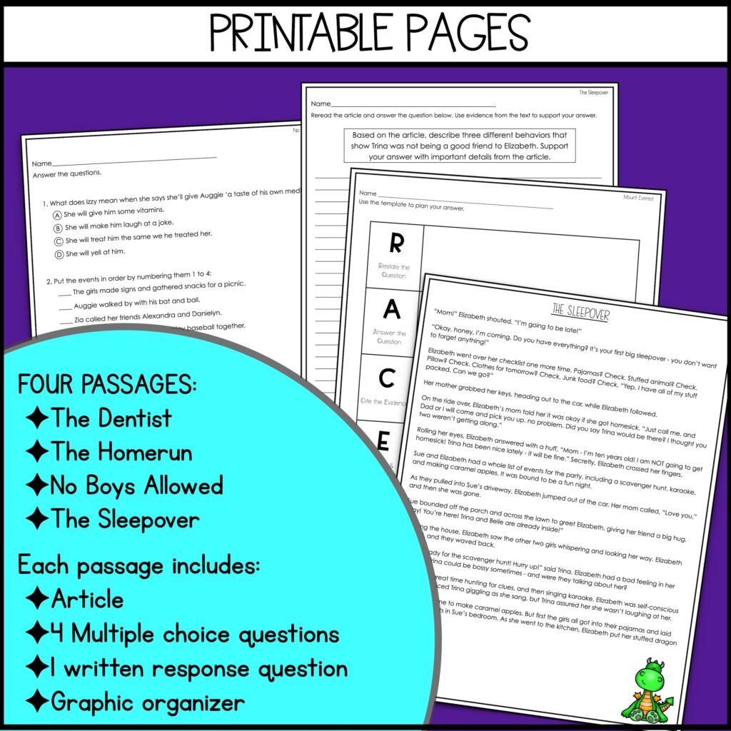 Response Writing Passages - Fiction - RACE Strategy | Made By Teachers