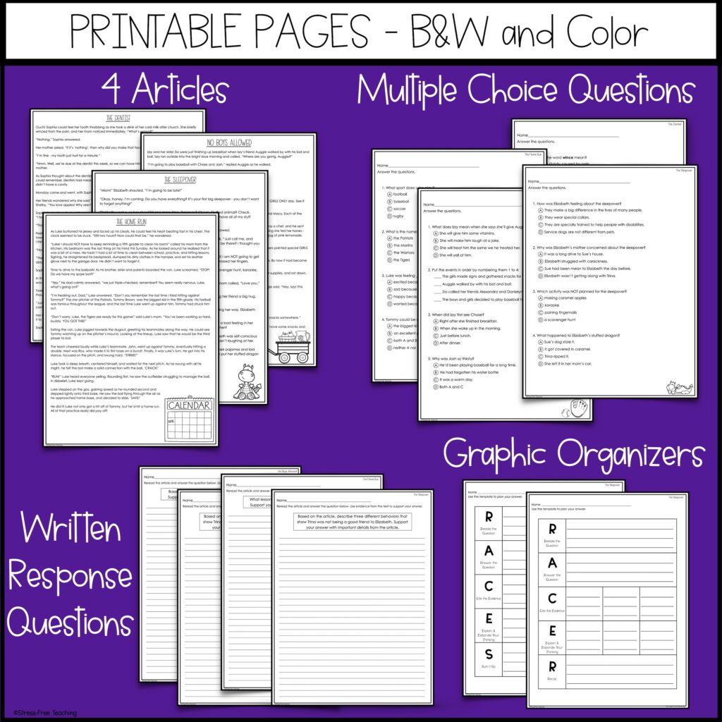Response Writing Passages - Fiction - RACE Strategy | Made By Teachers