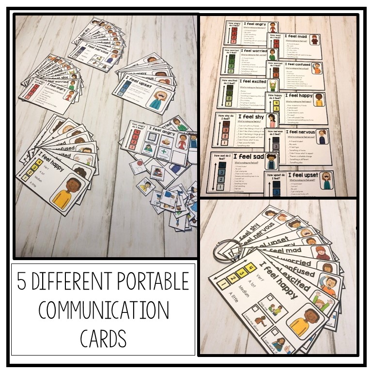 Emotion and feelings communication cards Behavior control social skills ...