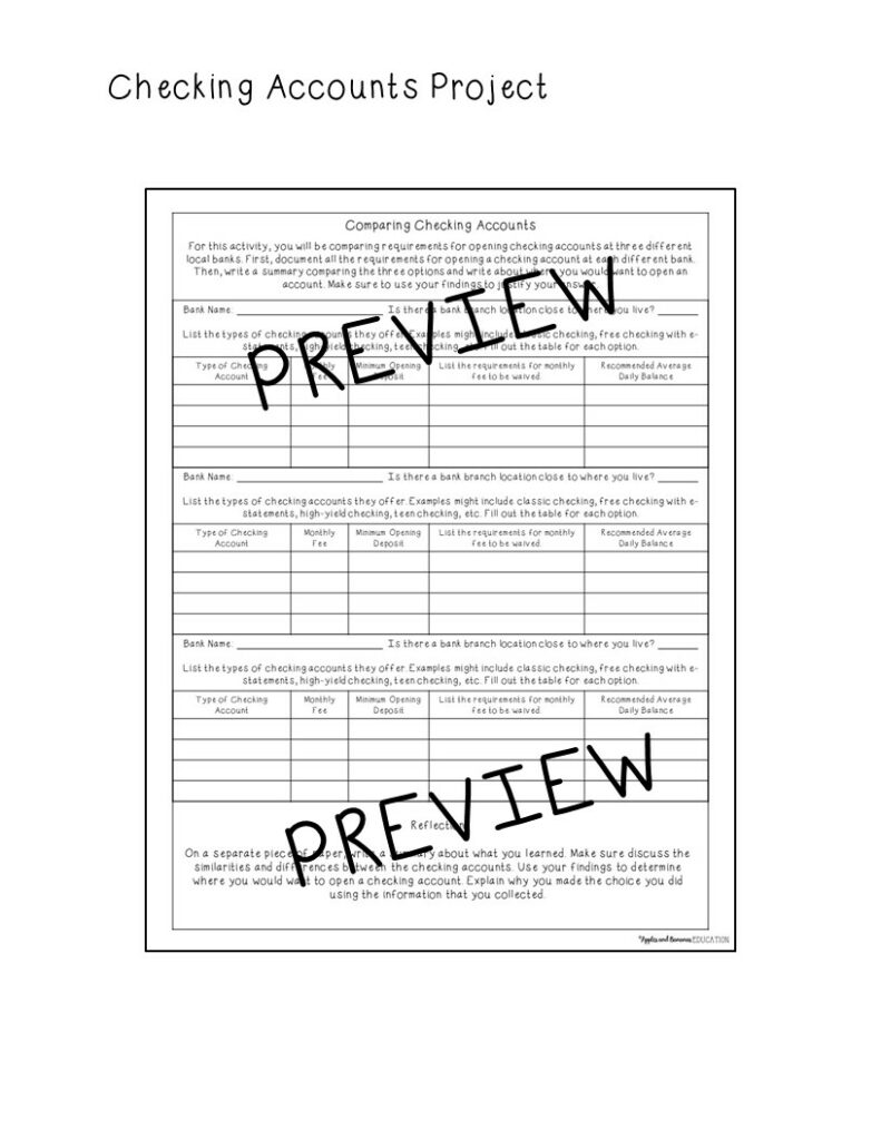 Checking Accounts | Made By Teachers