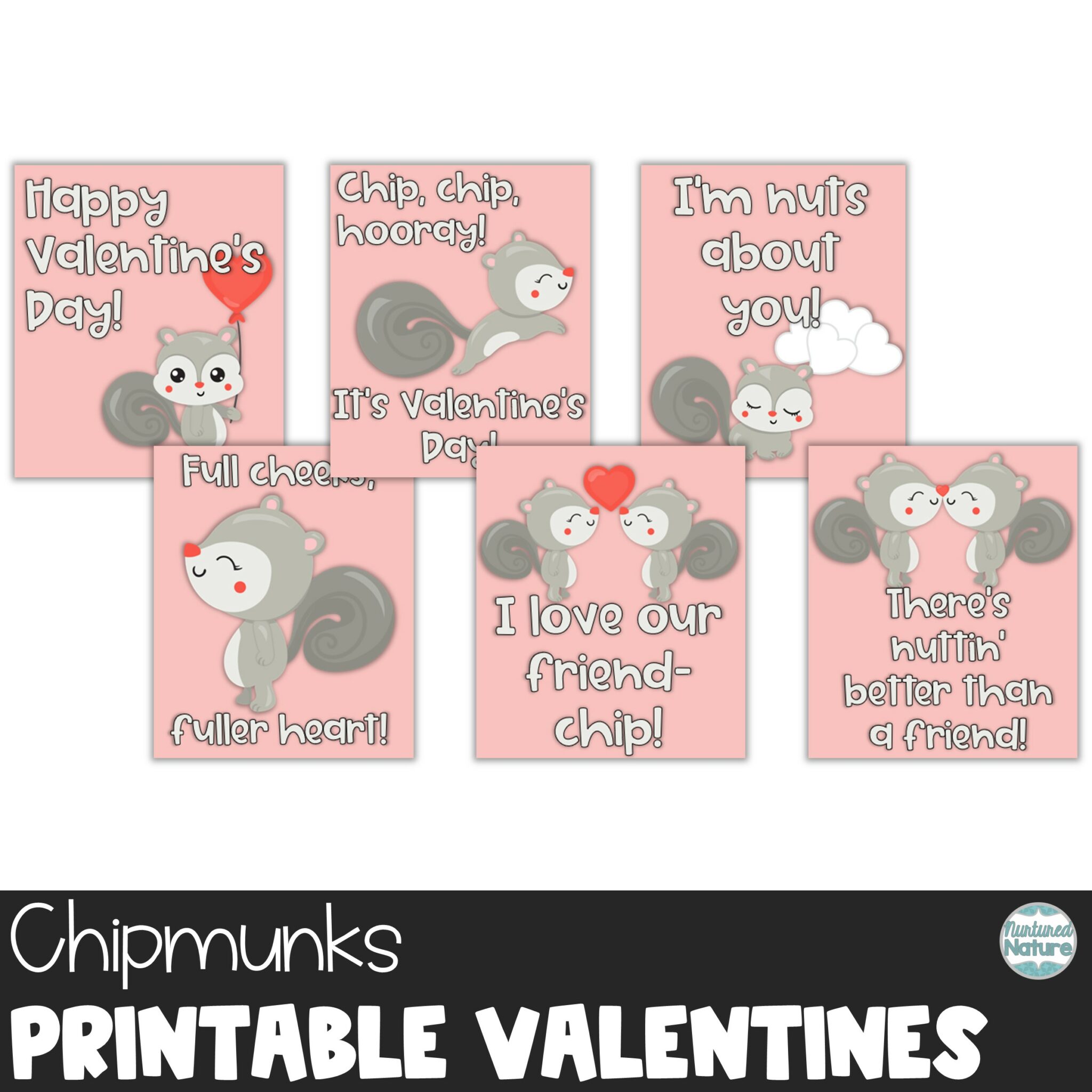 Chipmunk Printable Valentine’s Day Cards for Students Class Exchange ...