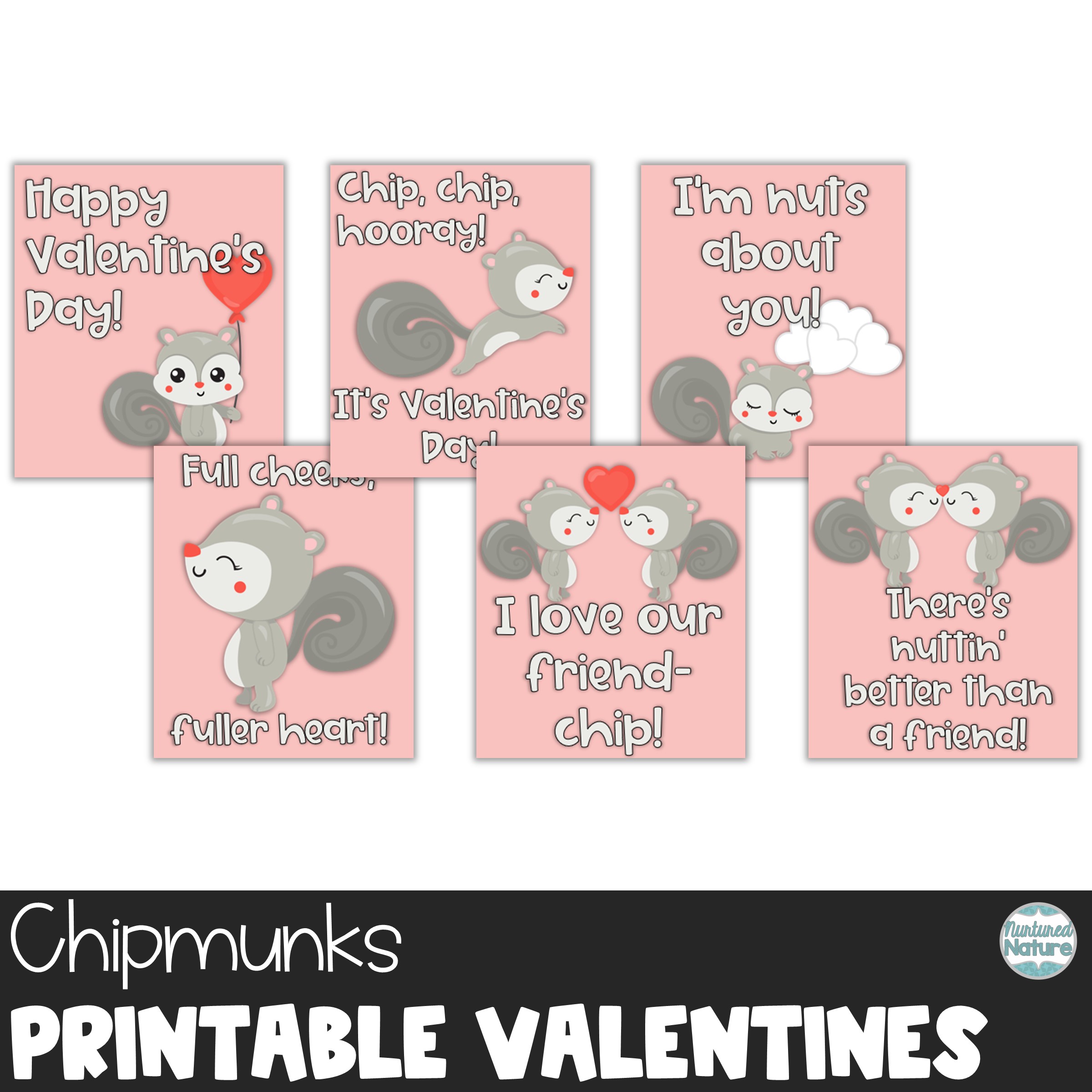 Chipmunk Printable Valentine’s Day Cards for Students Class Exchange ...