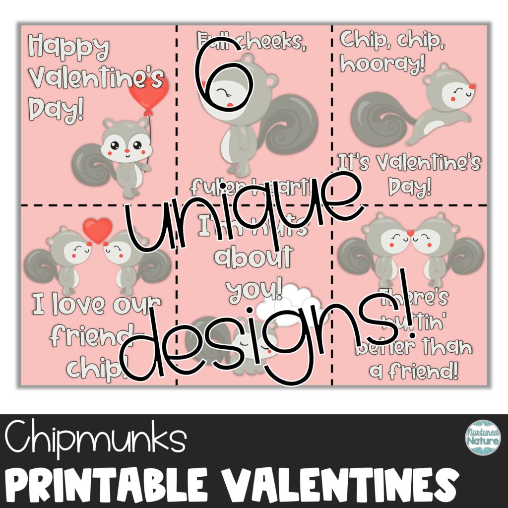 Chipmunk Printable Valentine’s Day Cards for Students Class Exchange ...