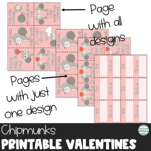 Chipmunk Printable Valentine’s Day Cards for Students Class Exchange ...