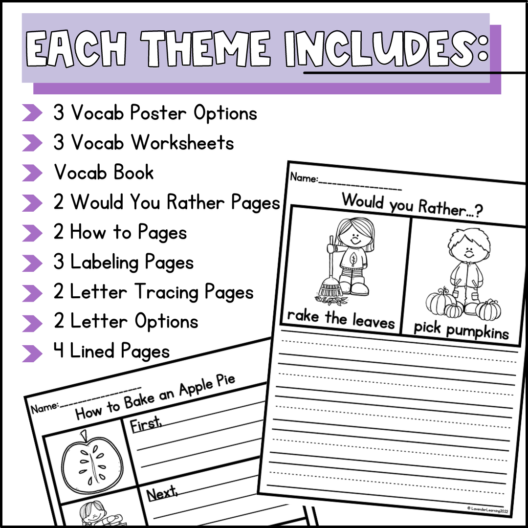 September Writing Center for Pre-K & Kindergarten - Fall Writing Center ...