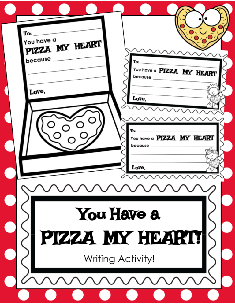 Valentine Card! You have a PIZZA MY HEART! Writing Prompt! | Made By ...