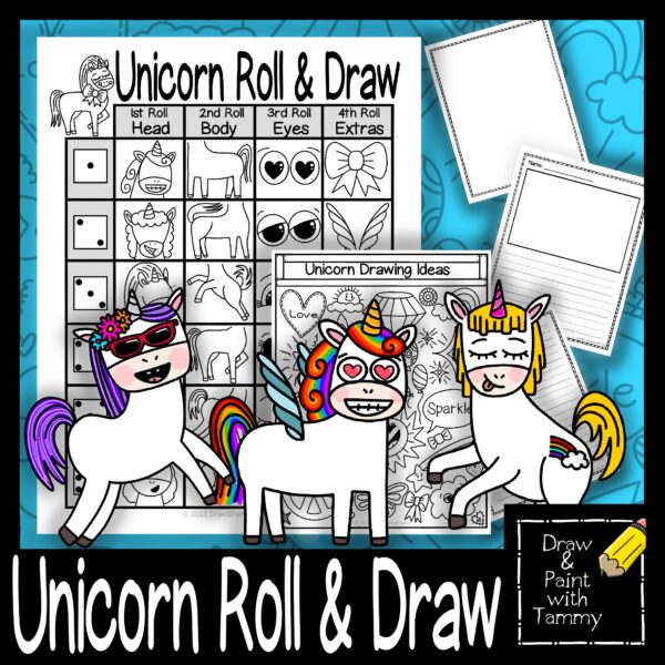 Roll a Unicorn Roll and Draw Printable Art Game and Art Sub Lesson ...