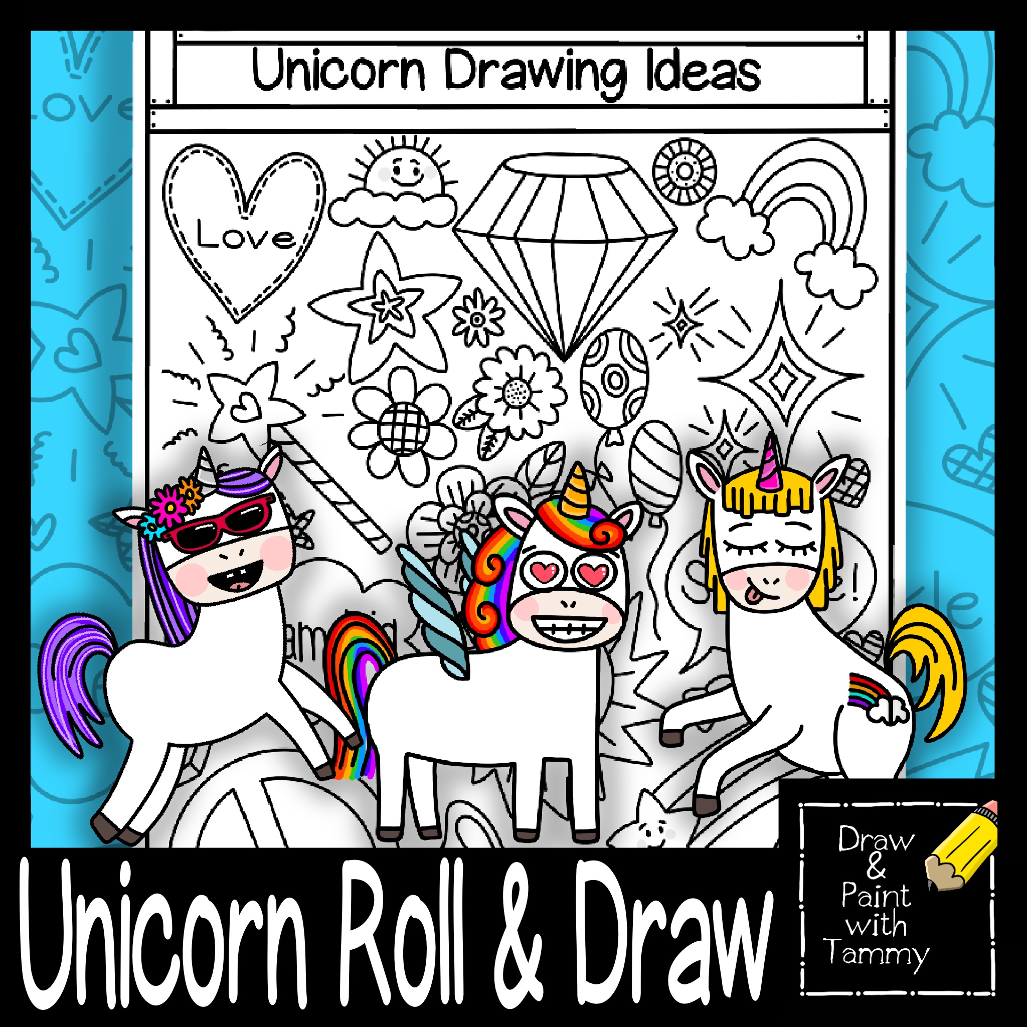 Roll a Unicorn Roll and Draw Printable Art Game and Art Sub Lesson ...