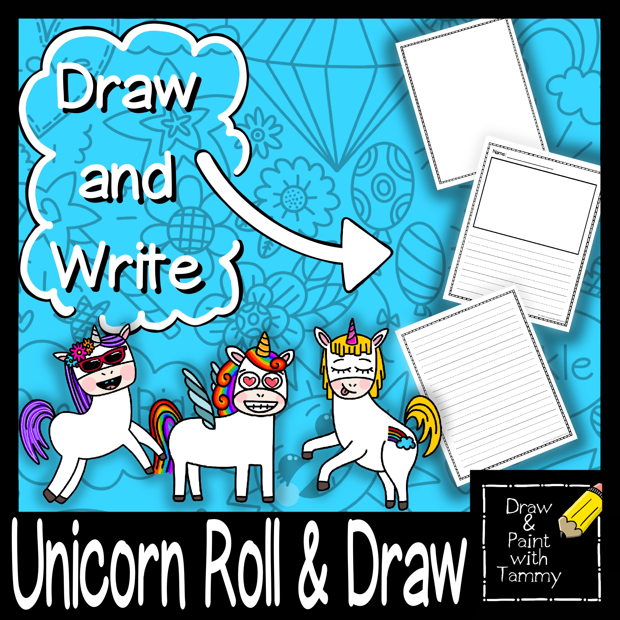 Roll a Unicorn Roll and Draw Printable Art Game and Art Sub Lesson ...