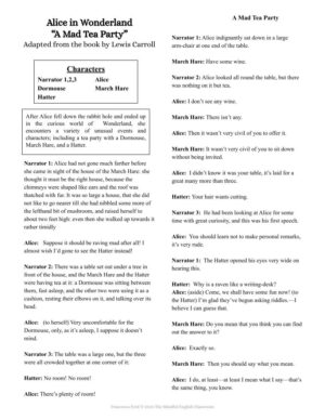 Readers Theater Script, Alice's Adventures in Wonderland, A Mad Tea ...