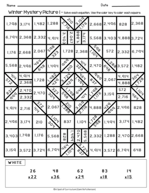 Winter Math Coloring Pages Multiplication and Long Division | Made By ...