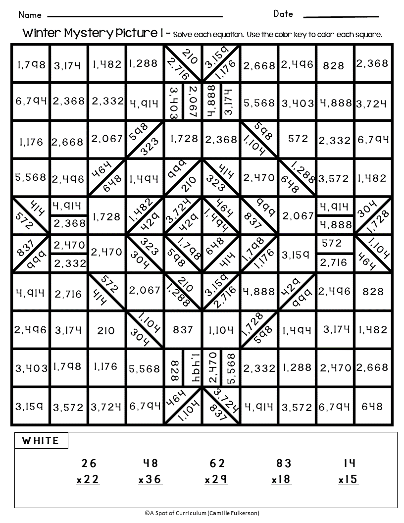 Winter Math Coloring Pages Multiplication and Long Division | Made By ...