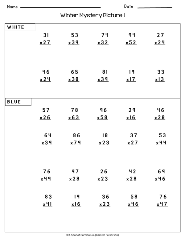 Winter Math Coloring Pages Multiplication and Long Division | Made By ...