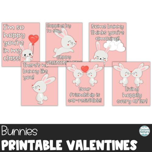 Bunny rabbit Printable Valentine’s Day Cards for Students Class ...