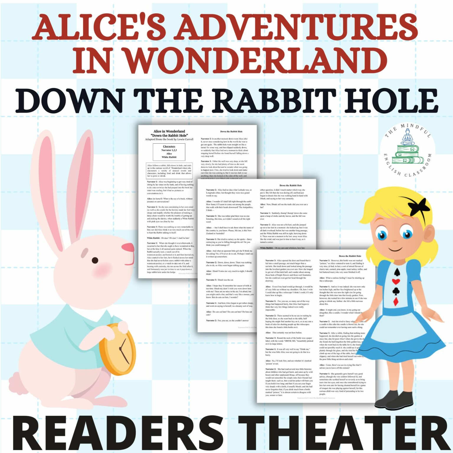 Readers Theater Script, Alice's Adventures in Wonderland, Down the ...