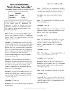 Readers Theater Script, Alice's Adventures in Wonderland, Advice From a ...