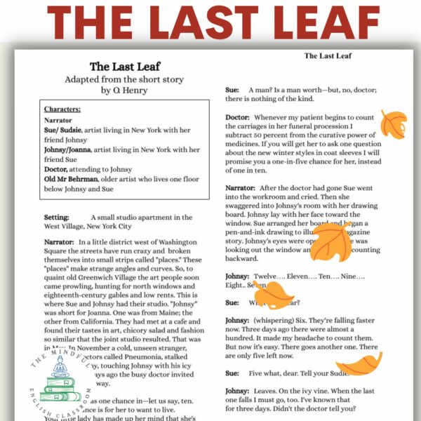 Readers Theater Script, The Last Leaf by O. Henry | Made By Teachers