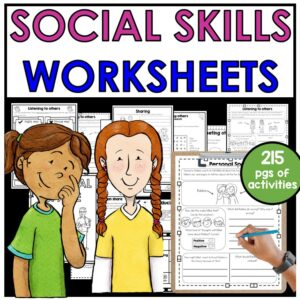 Social Skills worksheets and activities printable social emotional SEL ...