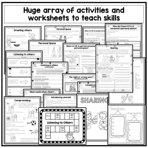 Social Skills worksheets and activities printable social emotional SEL ...
