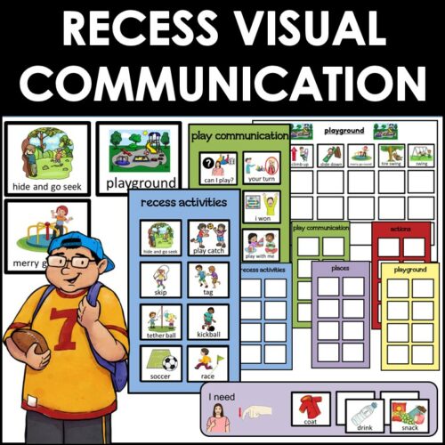 Recess Portable Communication Cards visual symbol Autism picture ...