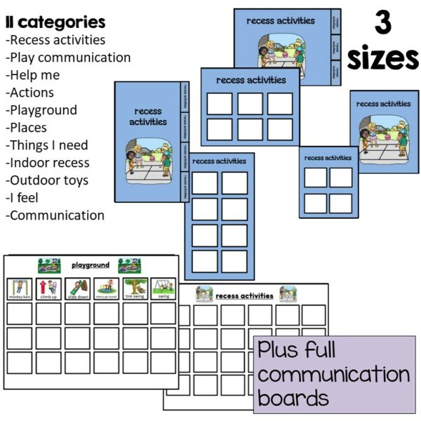 Recess Portable Communication Cards visual symbol Autism picture ...